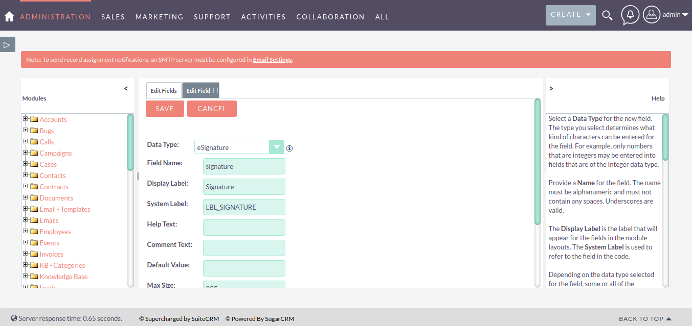 E-signature Field | SuiteCRM Module