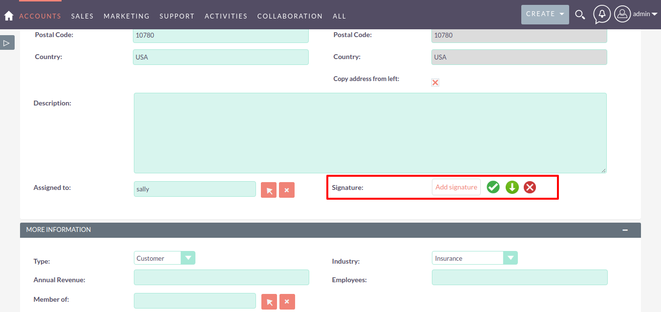 E-signature Field | SuiteCRM Module